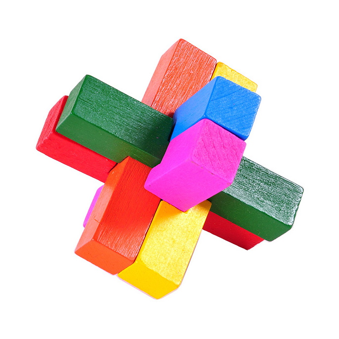 Wooden Triple Cross Puzzle Simple Burr Puzzle